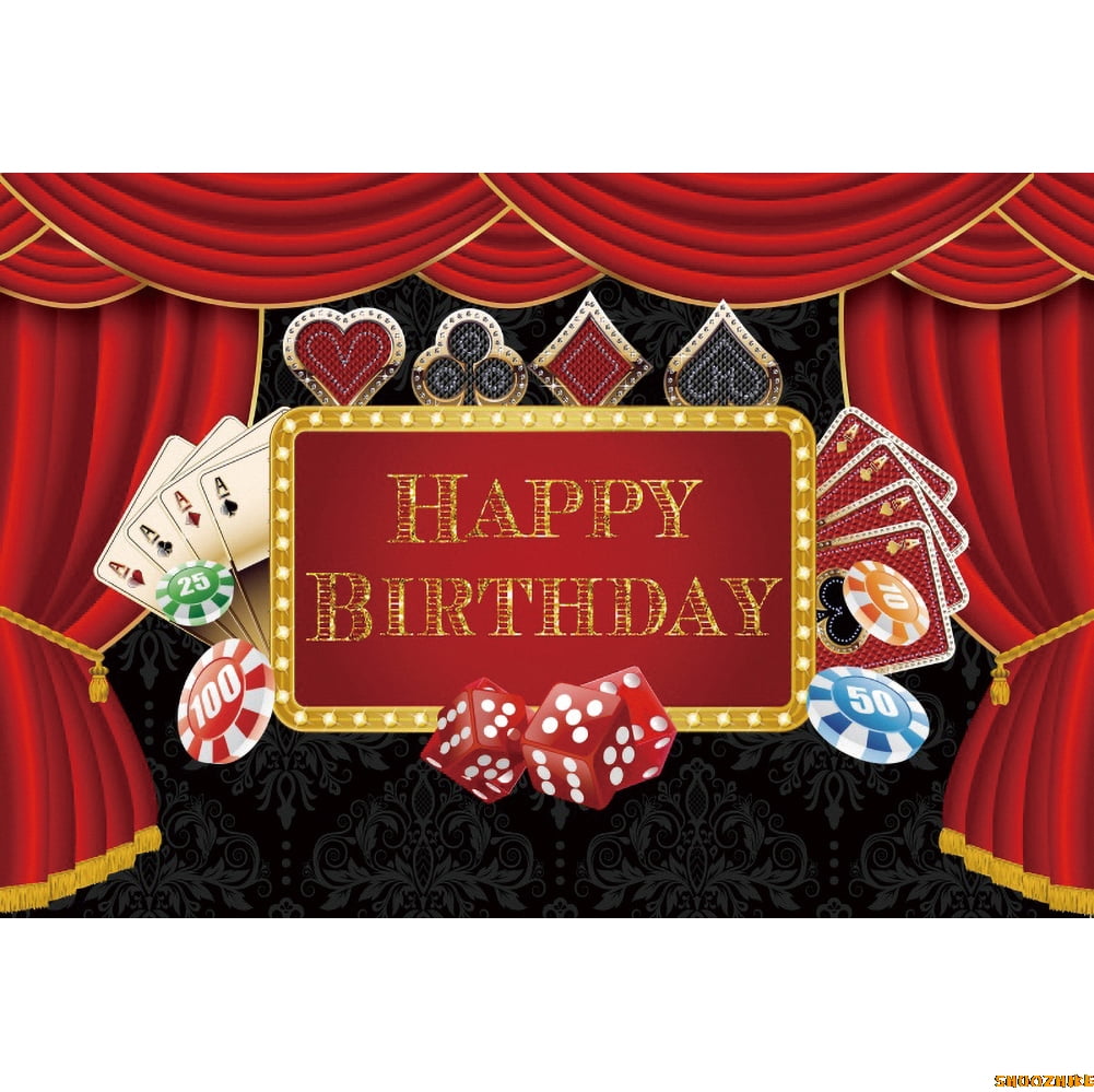 Casino Backdrop Solitaire Dice Red Curtain Kid Adult Birthday Party ...