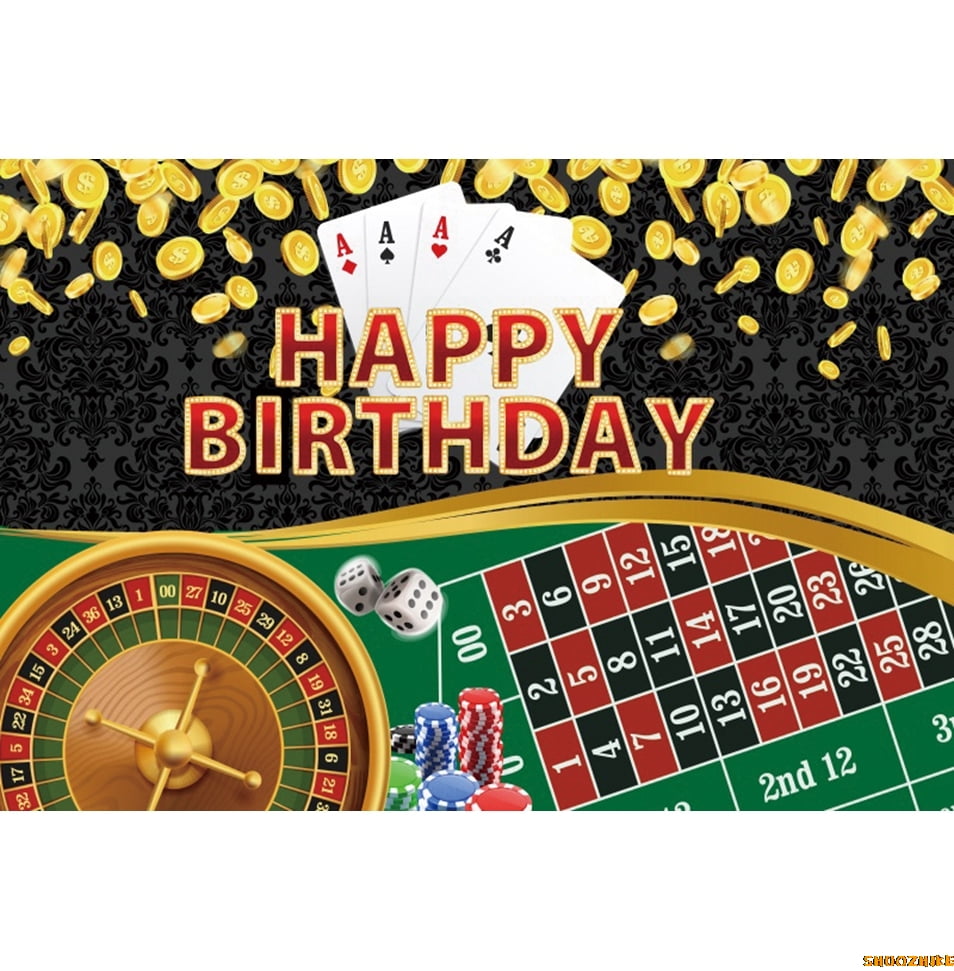 Casino Backdrop Solitaire Dice Red Curtain Kid Adult Birthday Party ...