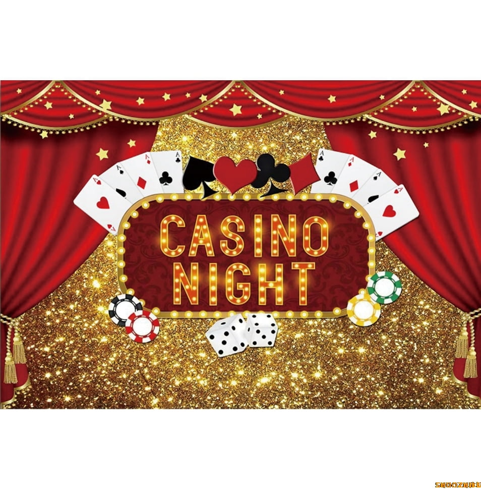 Casino Backdrop Solitaire Dice Red Curtain Kid Adult Birthday Party ...