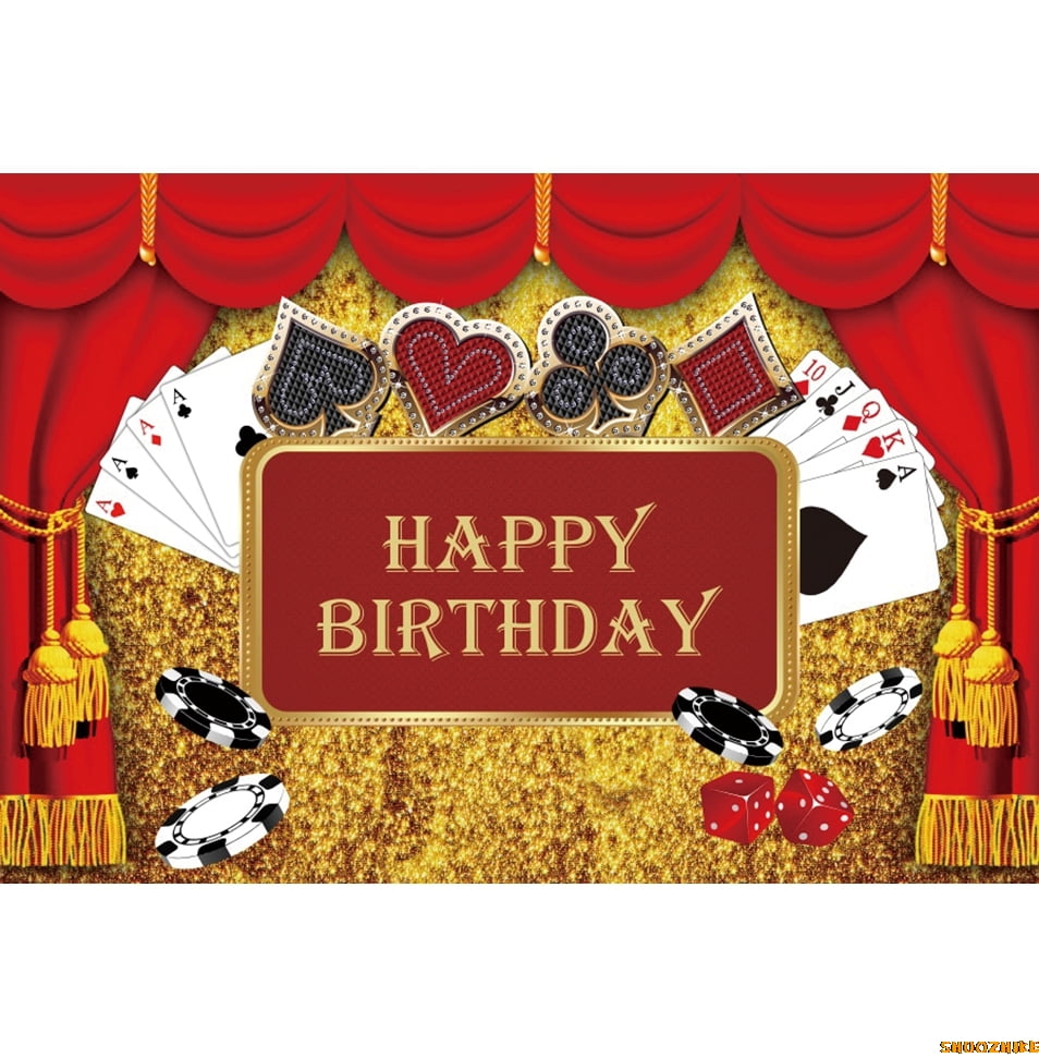 Casino Backdrop Solitaire Dice Red Curtain Kid Adult Birthday Party ...