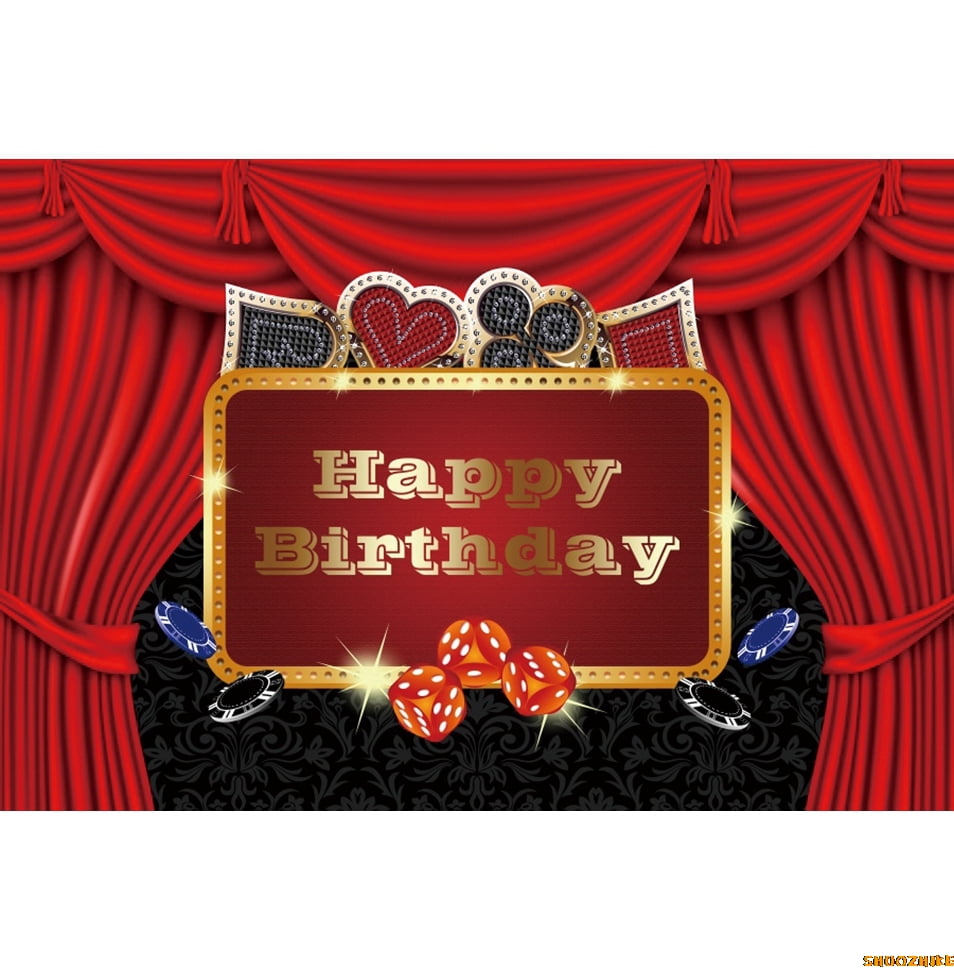 Casino Backdrop Solitaire Dice Red Curtain Kid Adult Birthday Party ...