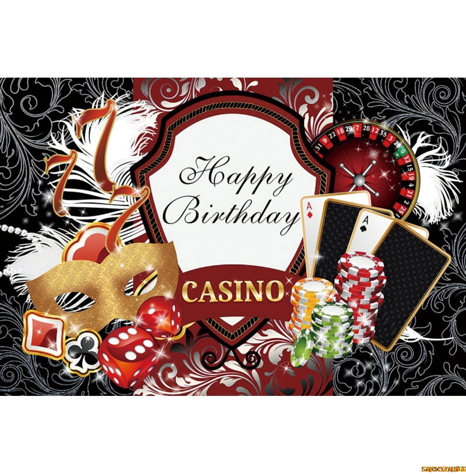 Casino Backdrop Solitaire Dice Red Curtain Kid Adult Birthday Party ...