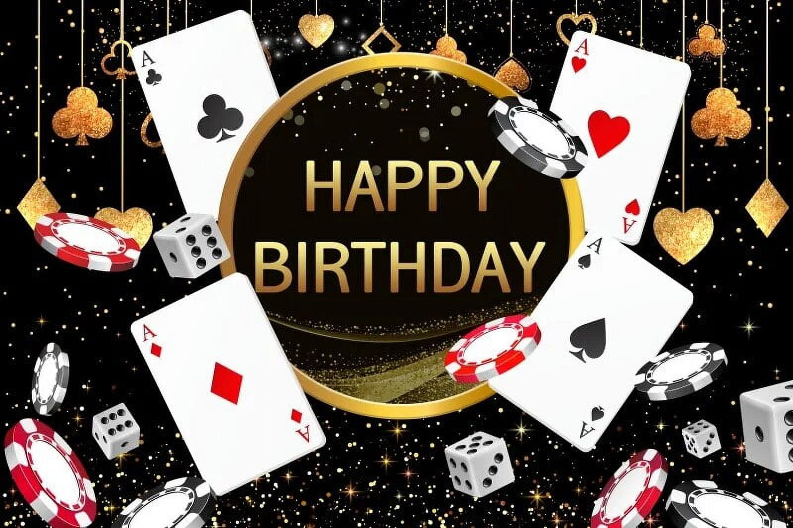 Casino Birthday Backdrop Las Vegas Casino Night Dice Poker Happy ...