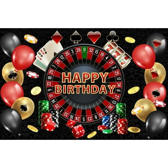 Casino Birthday Backdrop Las Vegas Casino Night Dice Poker Happy ...