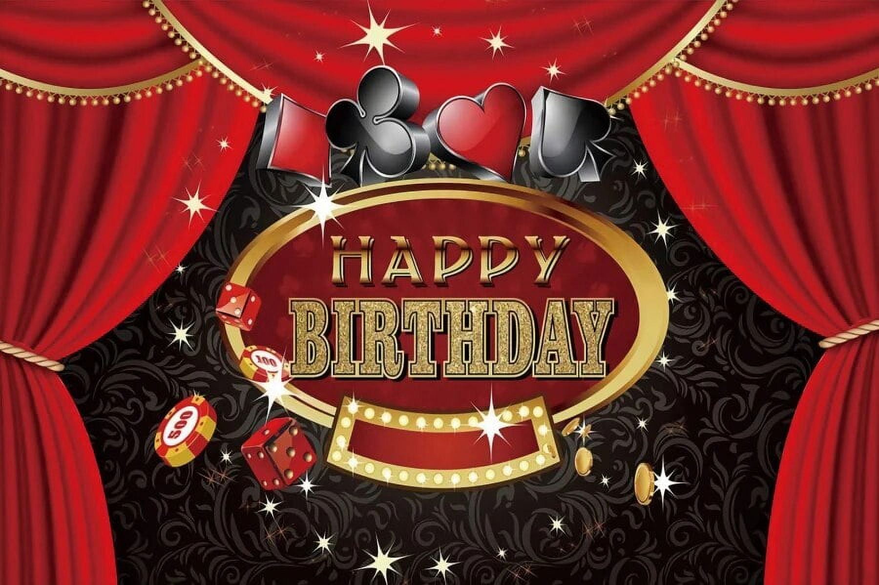 Casino Birthday Backdrop Vegas Casino Night Poker Gambling Party Decor ...