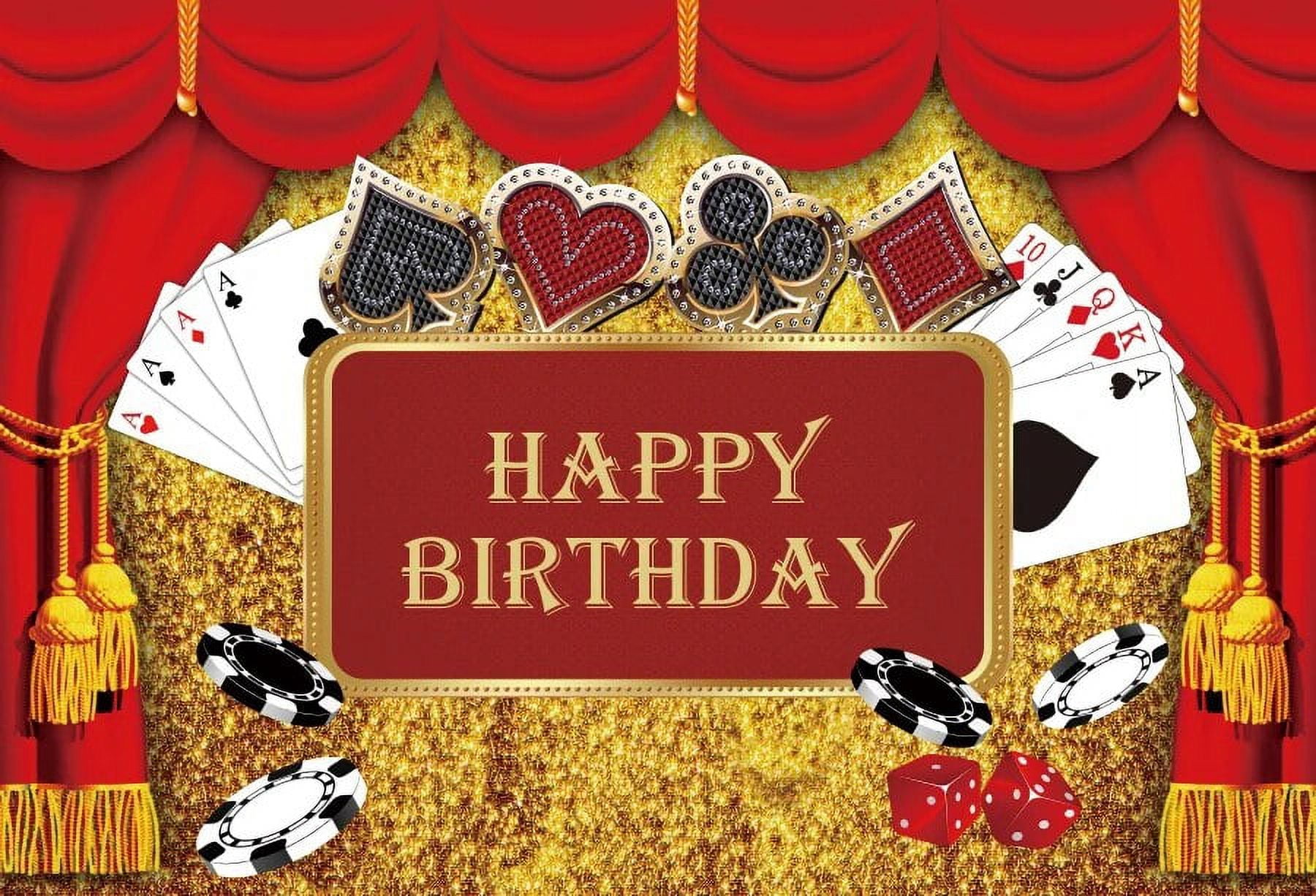 Casino Birthday Backdrop Vegas Casino Night Poker Gambling Party Decor ...
