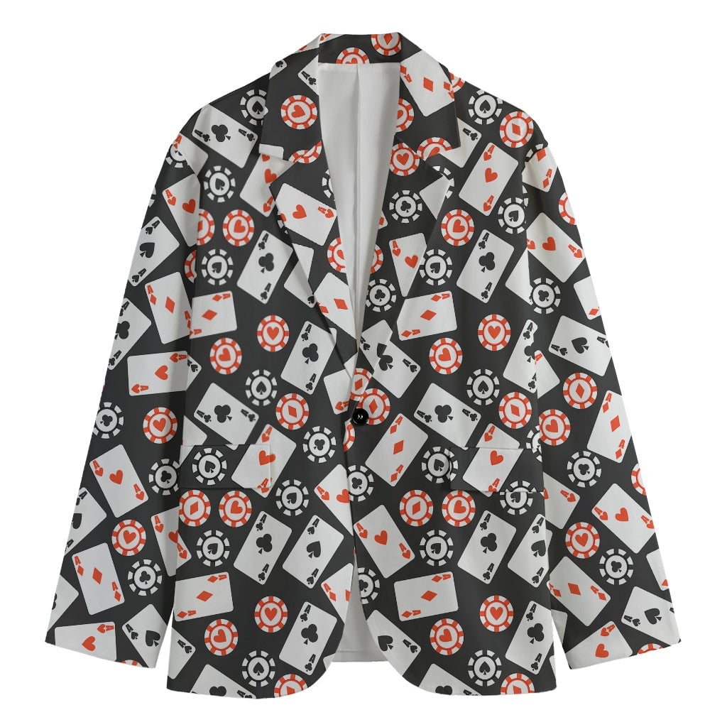Casino Chip And Card Pattern Print Men'S Blazer, Poker Fun Novelty ...