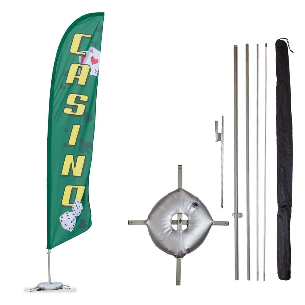 Casino Feather Flag Kits - 13.5ft Flag Complete Pole Set, Ground Stake ...