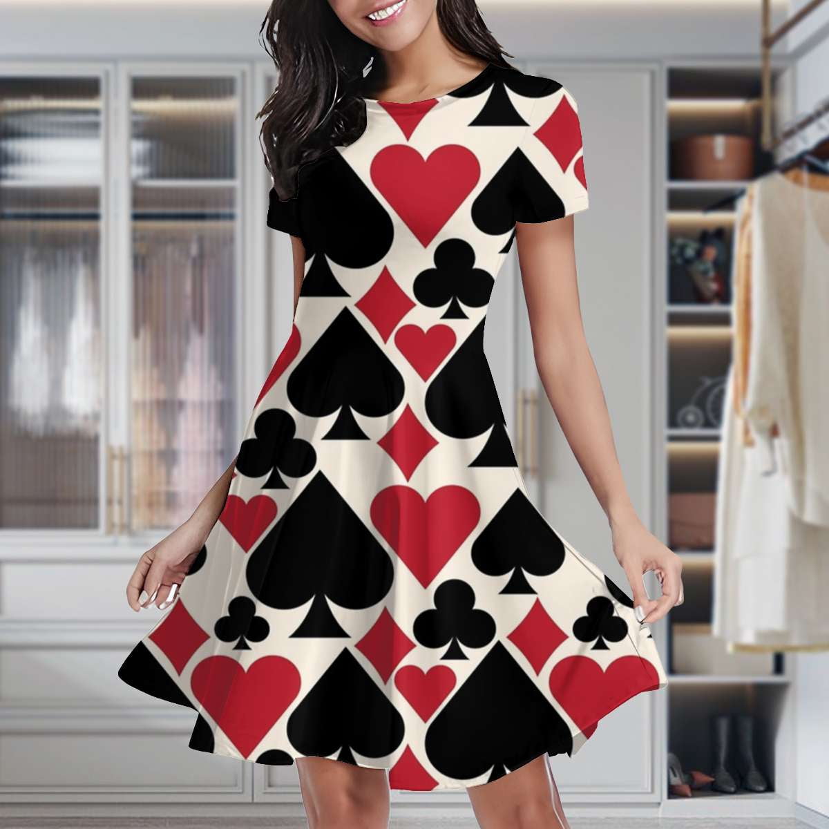 Casino Fun Women's Classic Swing Skater Dress Casual Work Party ...