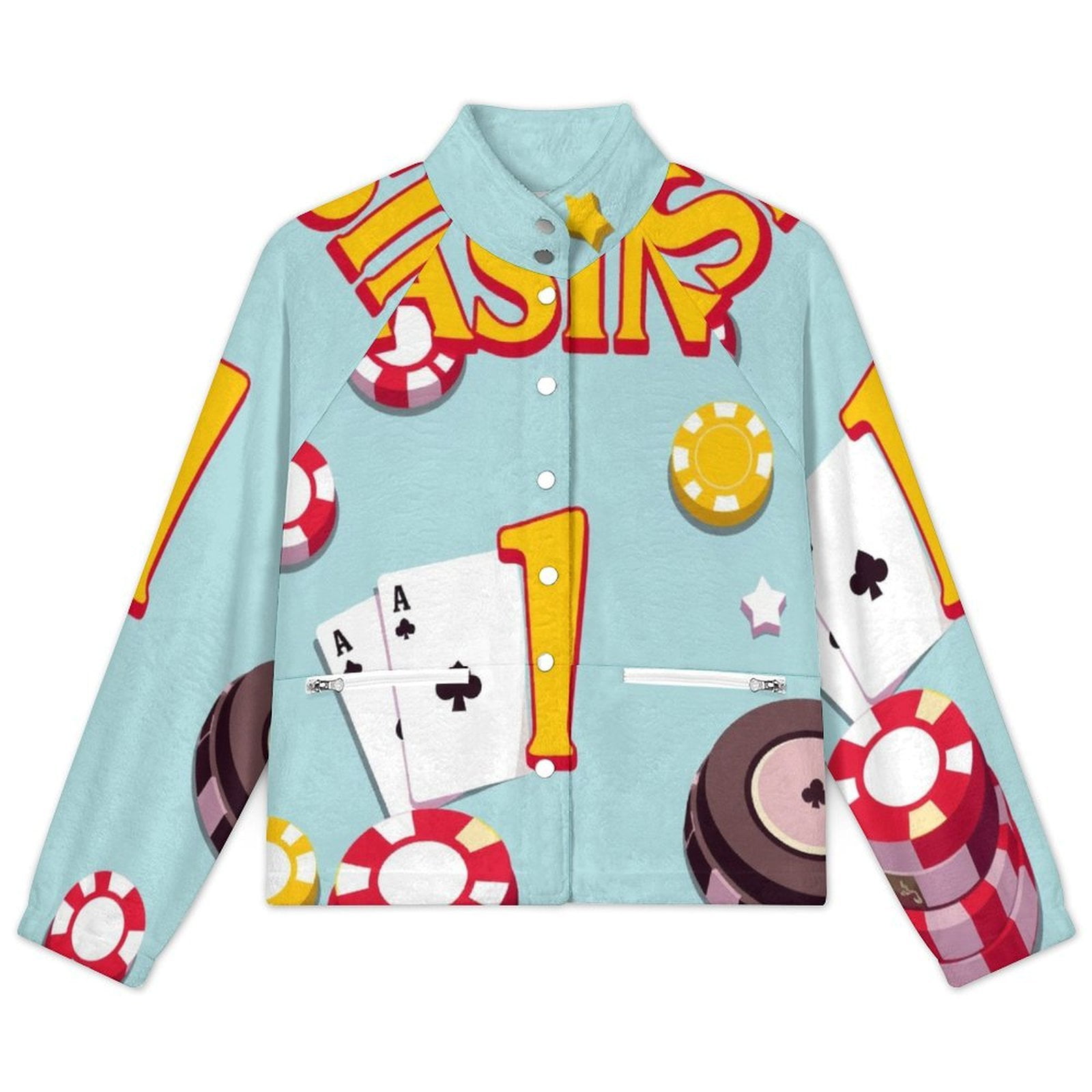 Casino Gambler Poker Pattern Autumn Winter Jacket Women Coat Short ...