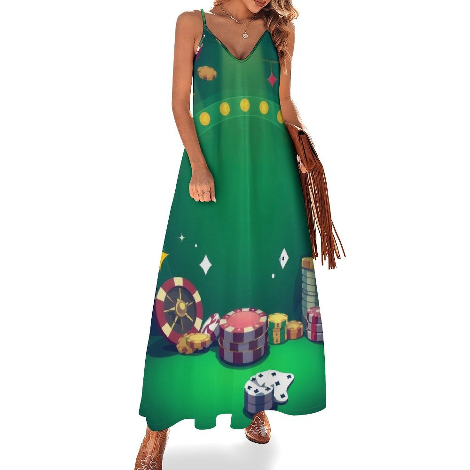 Casino Gambler Poker Pattern Sleeveless Dress Prom Dress Dresses Women Summer 2025 Women's ...