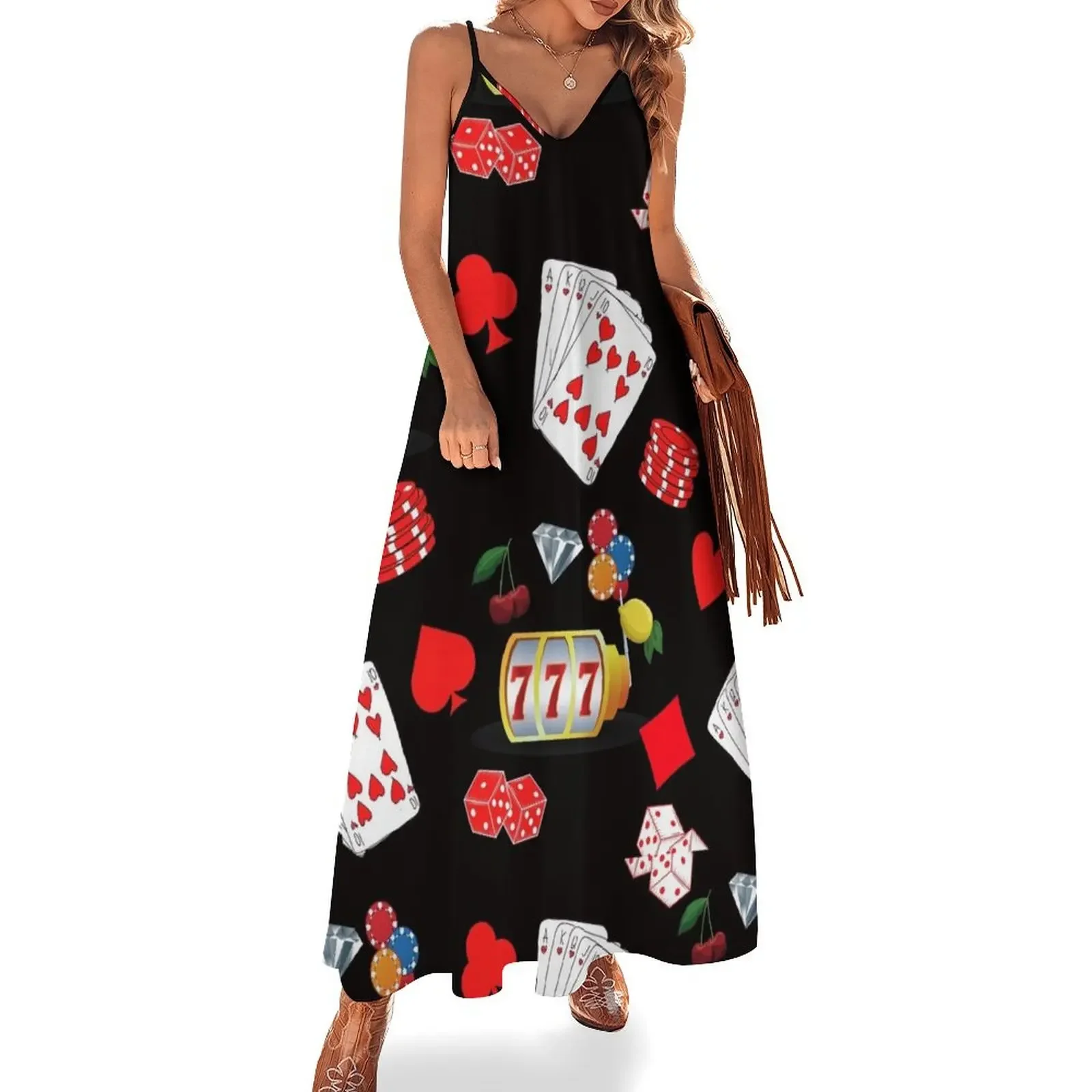 Casino Gambler Poker Pattern Sleeveless Dress luxury evening dresses for women 2025 women's ...