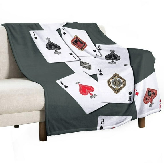 Casino Gambler Poker Pattern Soft Flannel Blanket for Beds Bedroom Sofa ...