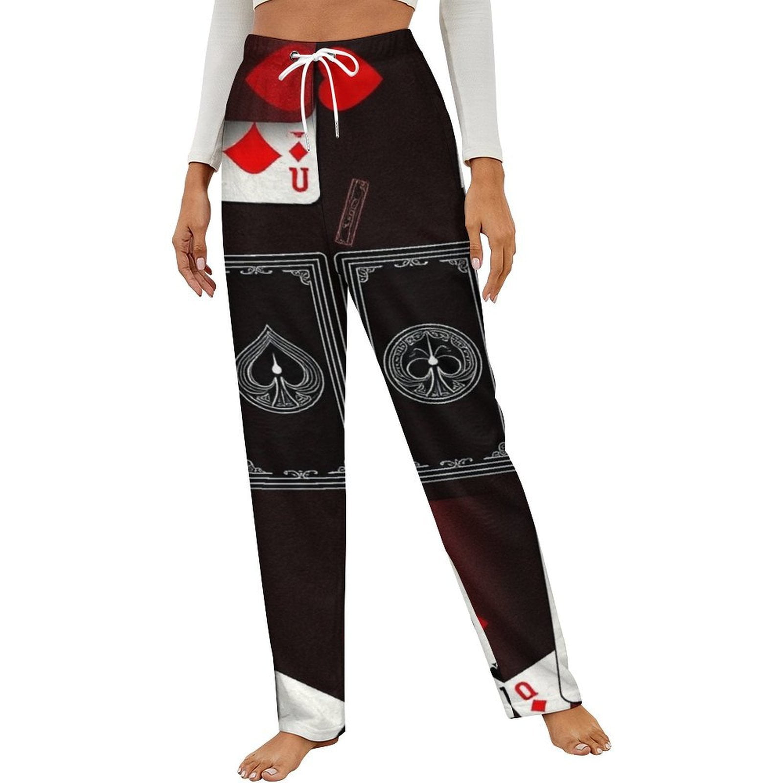 Casino Gambler Poker Pattern Winter Pajamas Pants Warm Flannel Home ...