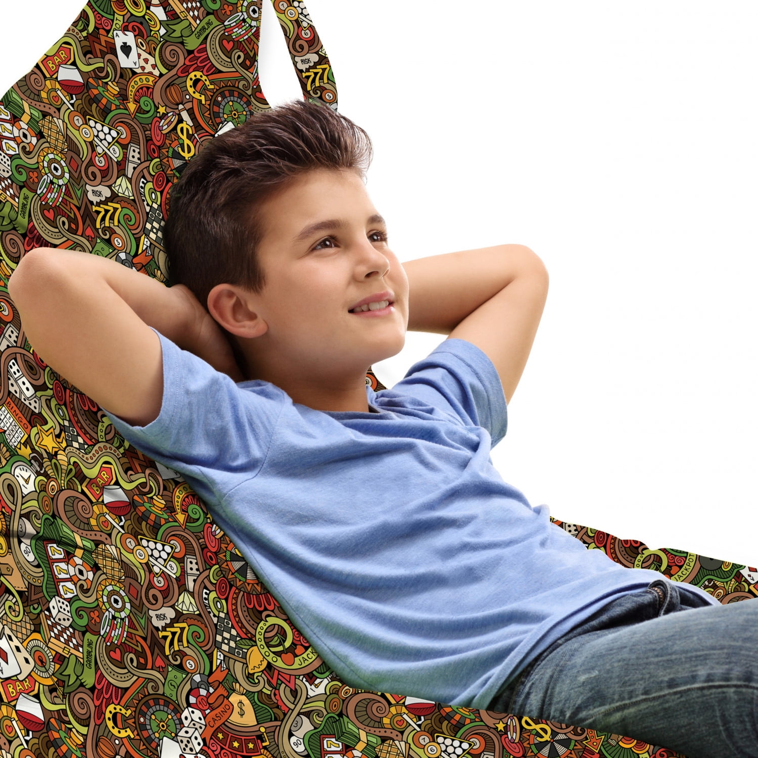 Casino Lounger Chair Bag, Doodles Style Art of Bingo and Cards ...