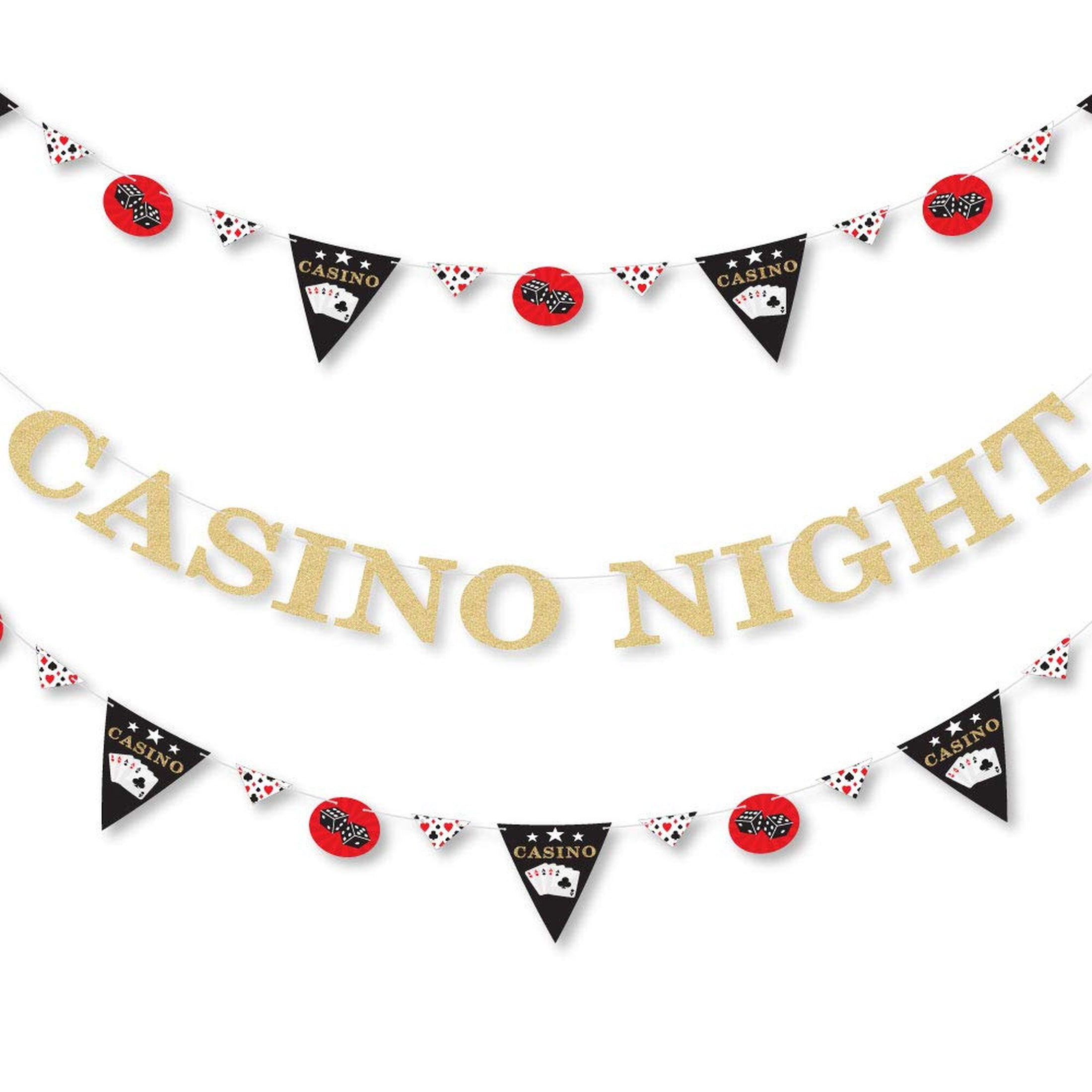 Casino Night Celebration Banner Set - 36 Glittery Cutouts for a Fun ...