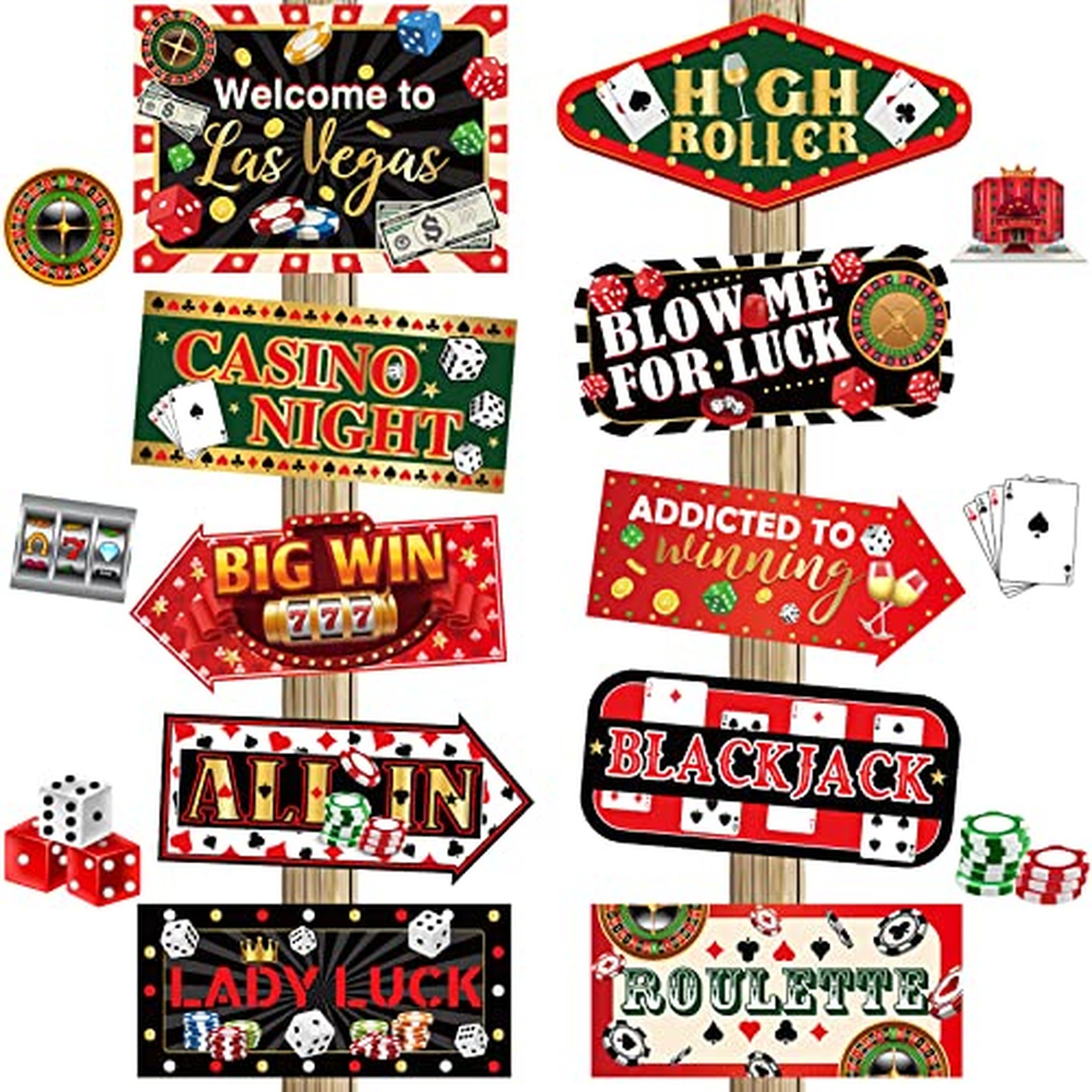 Casino Night Essentials: 20 Pack Playing Card Cutouts and Welcome Signs ...