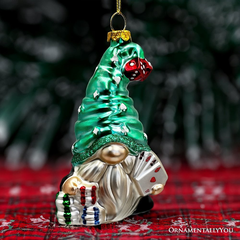 Casino Poker Gnome Glass Ornament, Cute Christmas Gambler - Walmart.com
