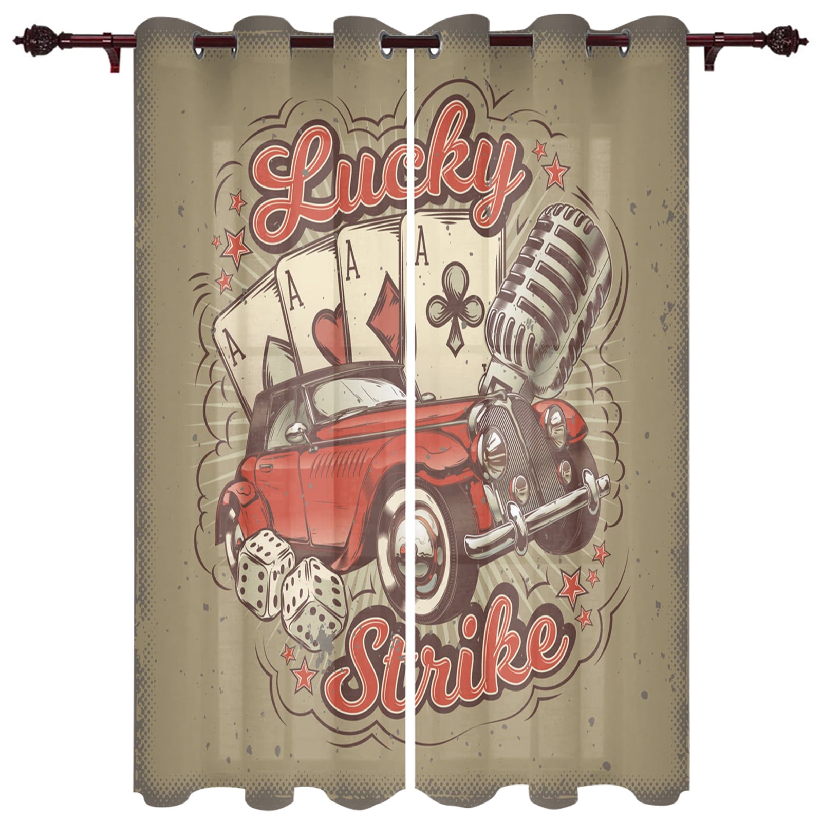 Casino Poker Plate Chips Club Window Curtains Living Room Curtain Home ...