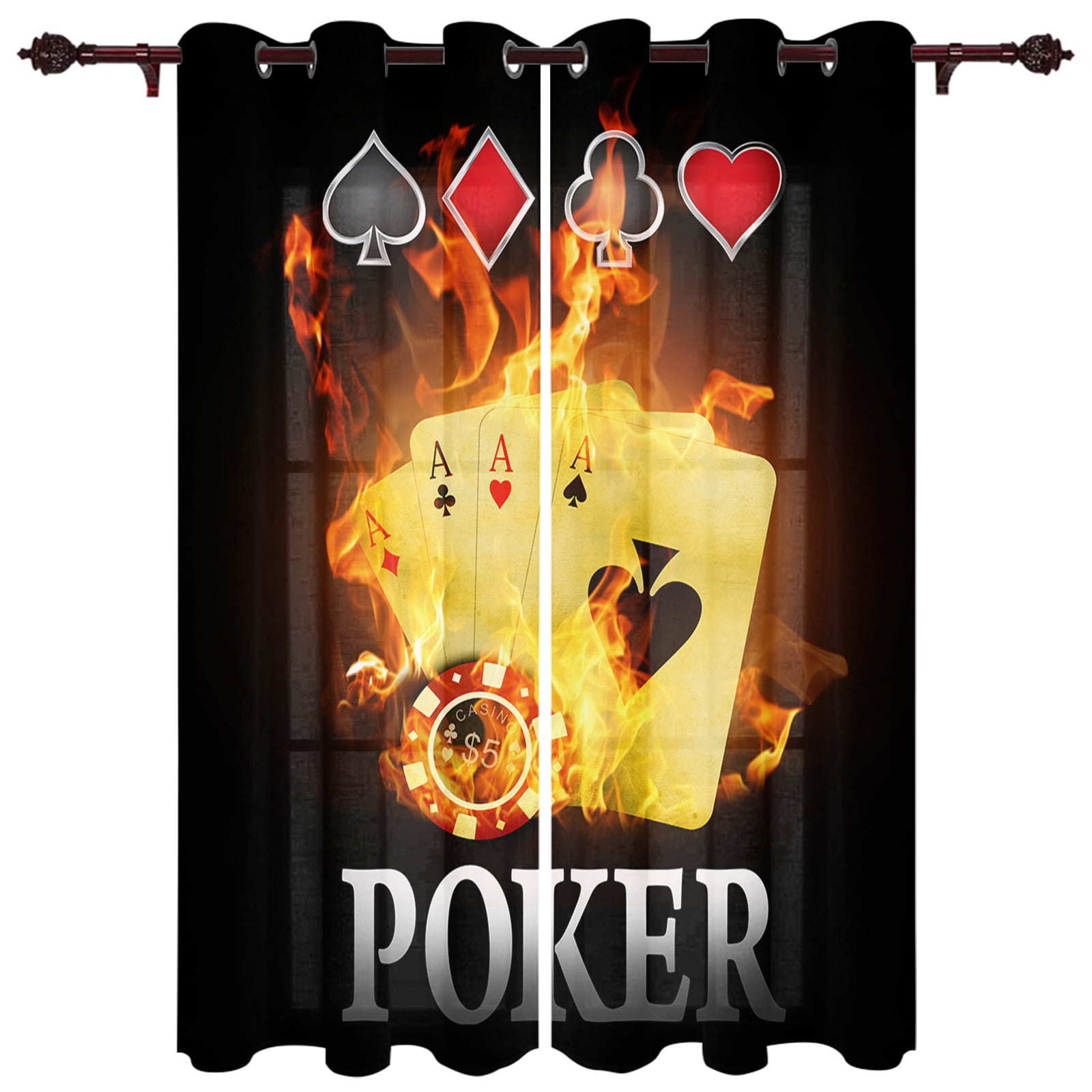 Casino Poker Plate Chips Club Window Curtains Living Room Curtain Home ...