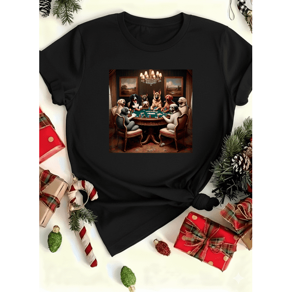 Casino Pup Parody Dogs At The Table Retro Artwork Unisex T-Shirt V12794 ...