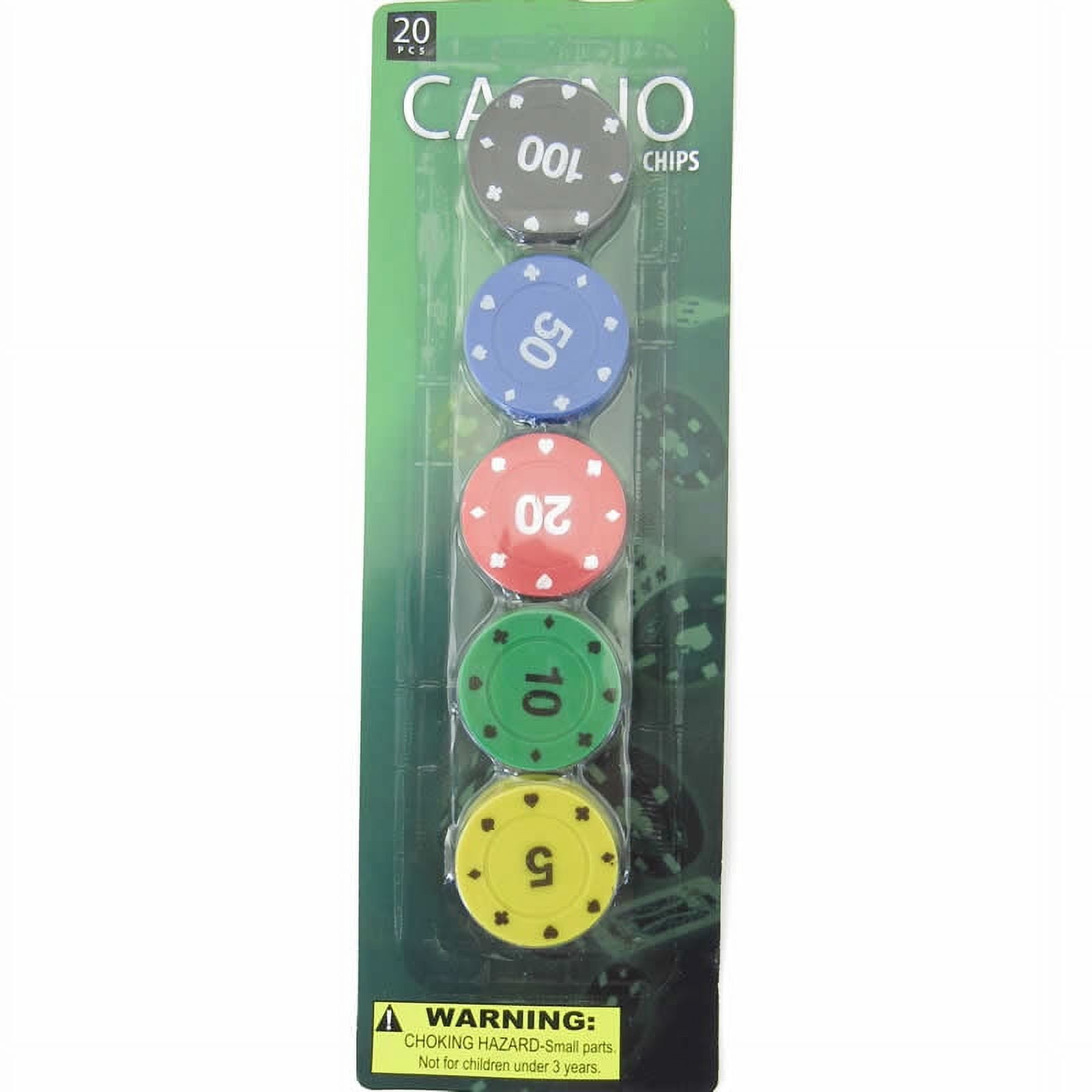 Casino Style Poker Chips 20 Piece Set Wondertrail - Walmart.com