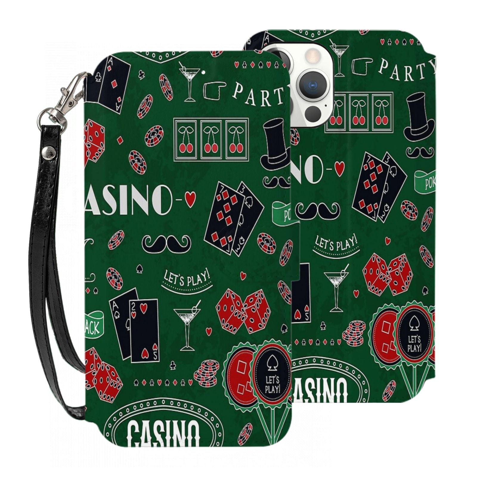 Casino Theme. Gambling Symbols Leather Wallet Phone Case Wallet Case ...