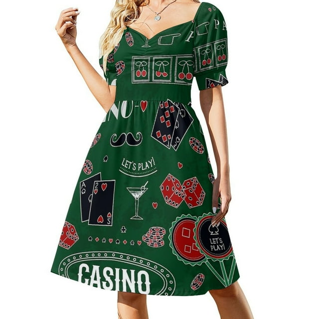 Casino Theme. Gambling Symbols Short Sleeve Dress Clothes Women's ...