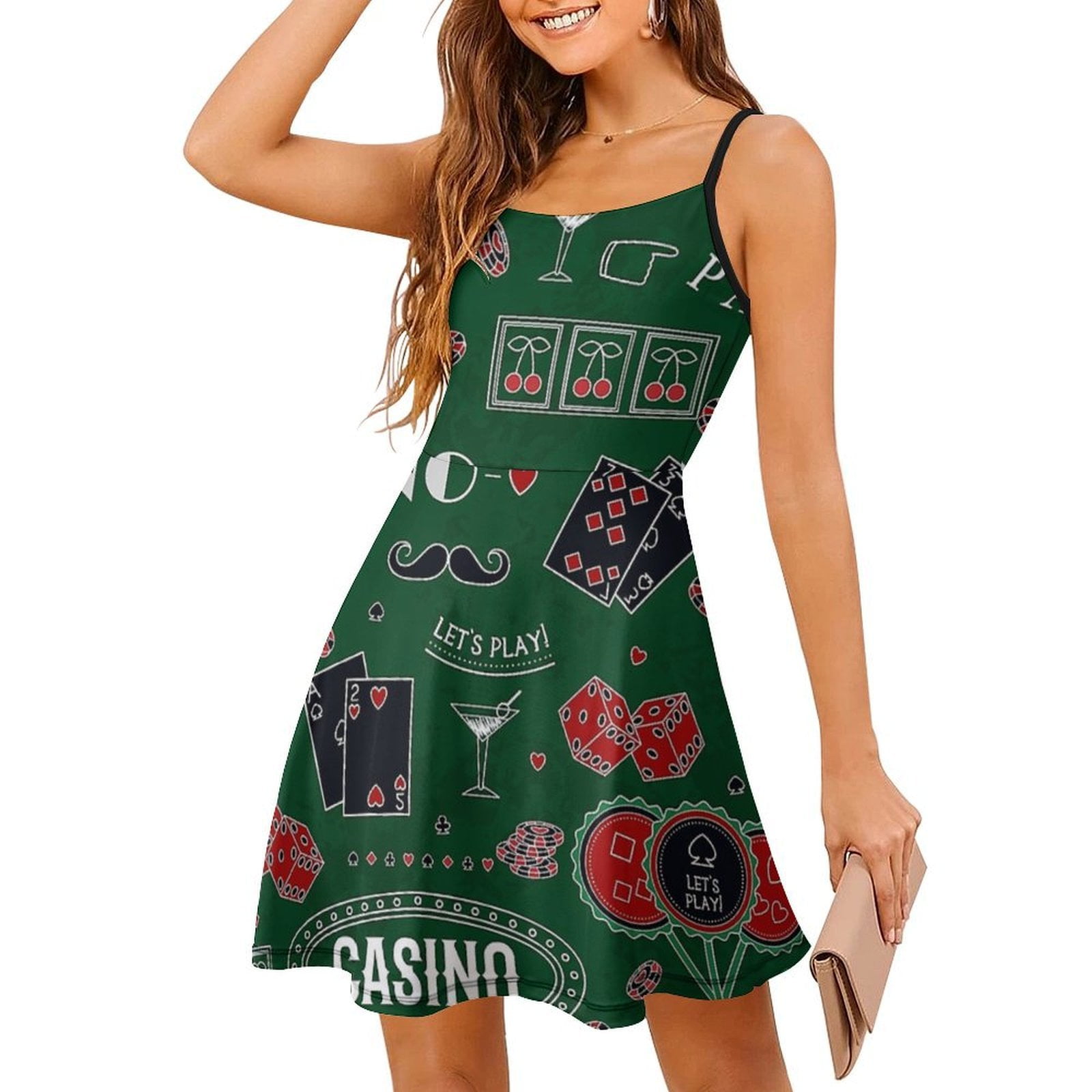 Casino Theme. Gambling Symbols Slip Dress Dress Summer Elegant Women's ...