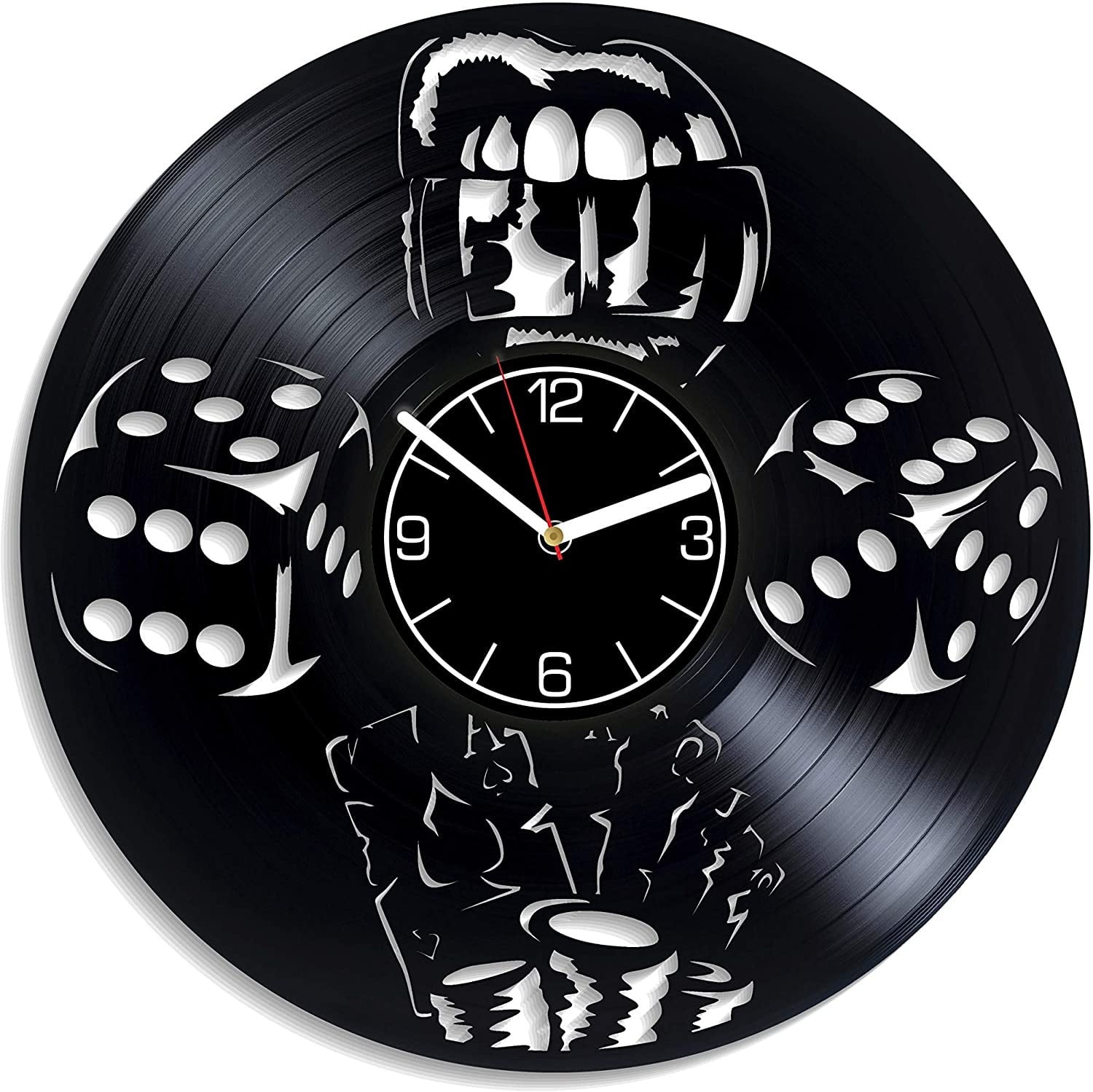 Casino Vinyl Record Wall Clock Casino Vinyl Clock Poker Gift for Men ...
