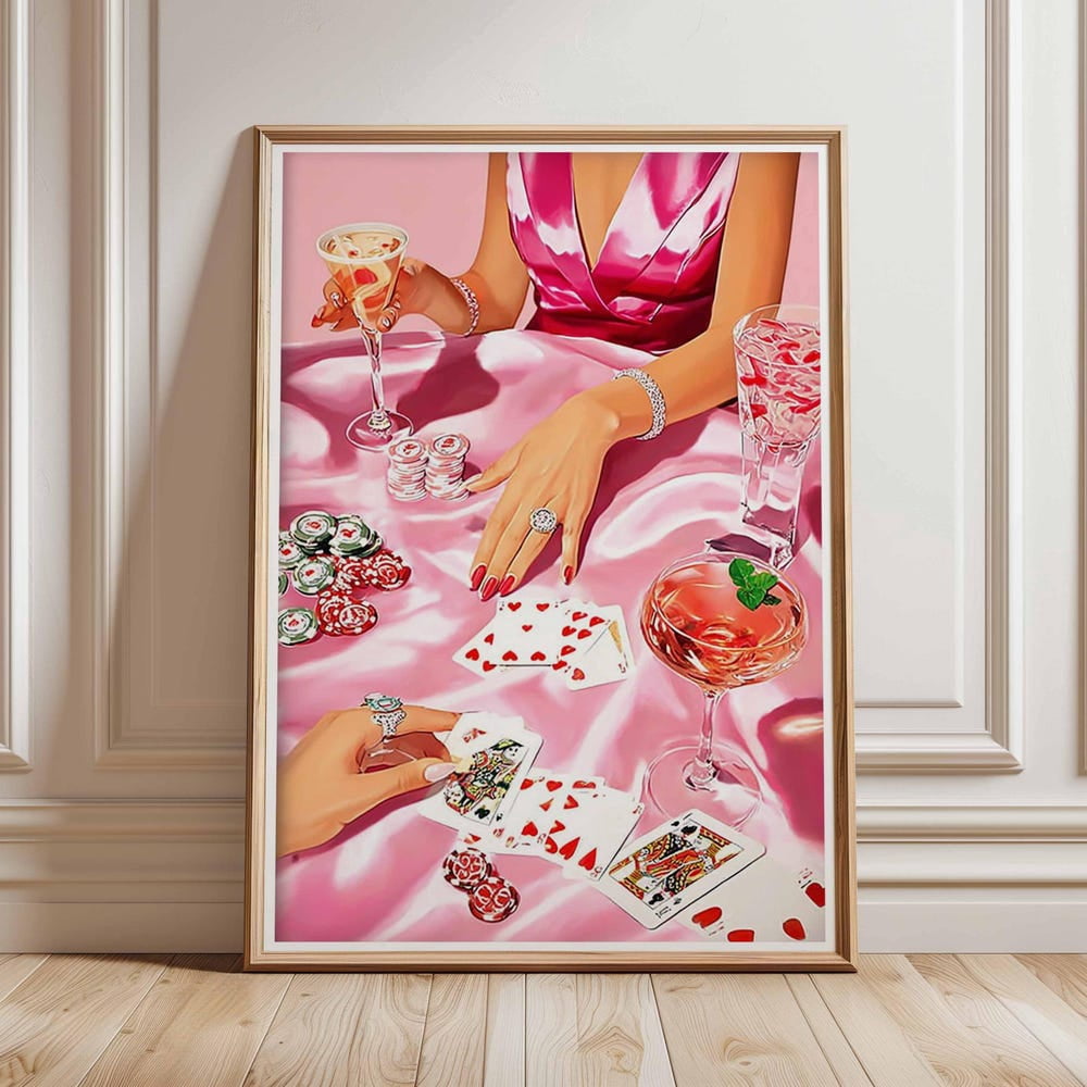 Casino Wall Art Glamorous Pop Art Poster Playing Cards and Poker Chips ...