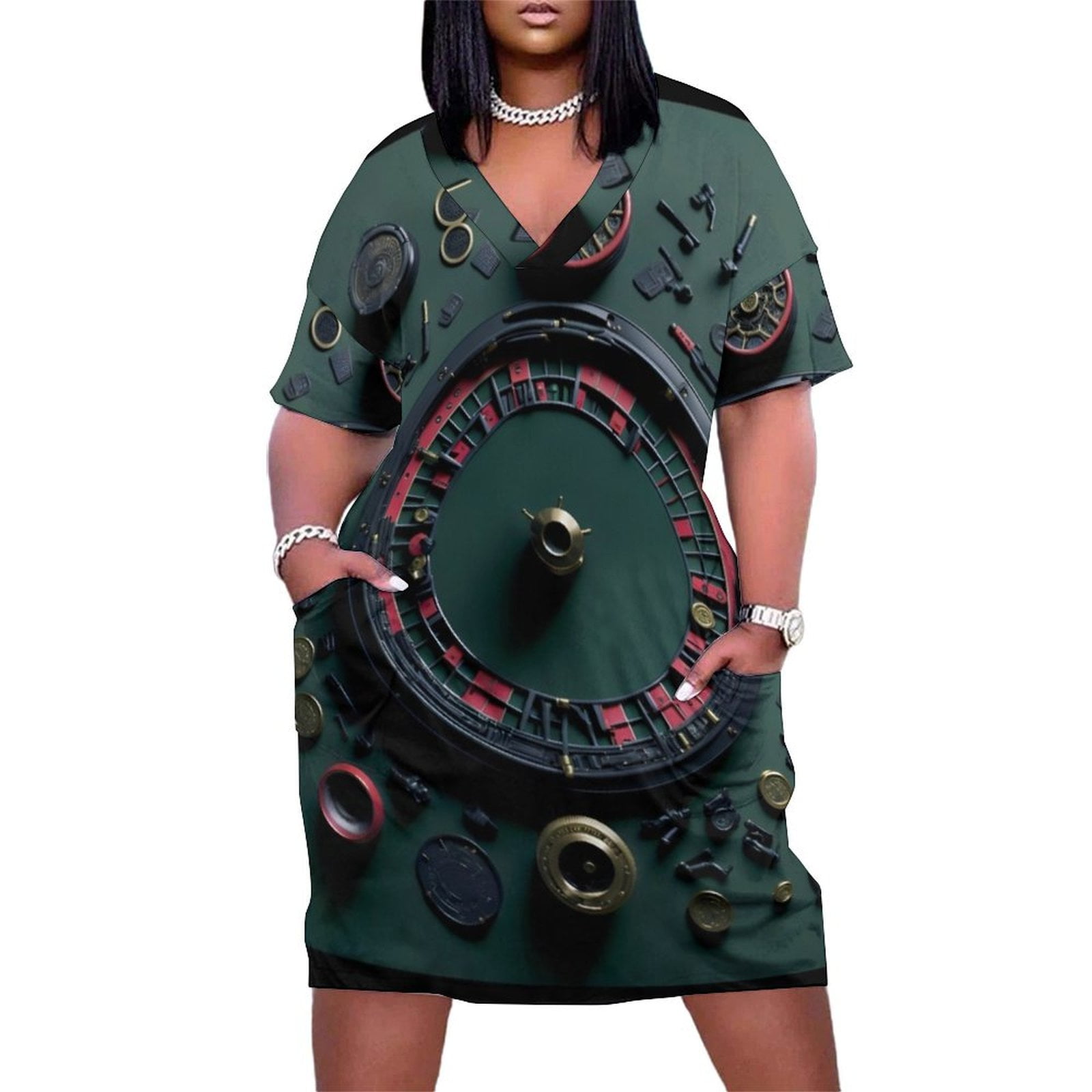 Casino roulette wheel Loose Pocket Dress evening dress woman birthday ...
