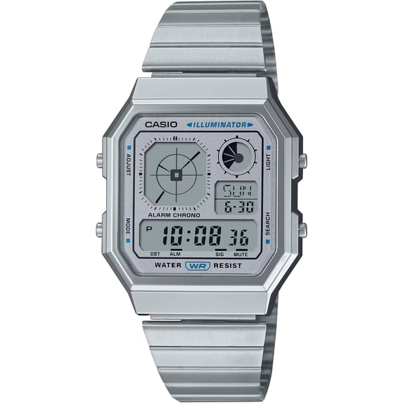 Casio A130WE-7ACF Unisex Silver and Grey Digi Dial Vintage Watch ...