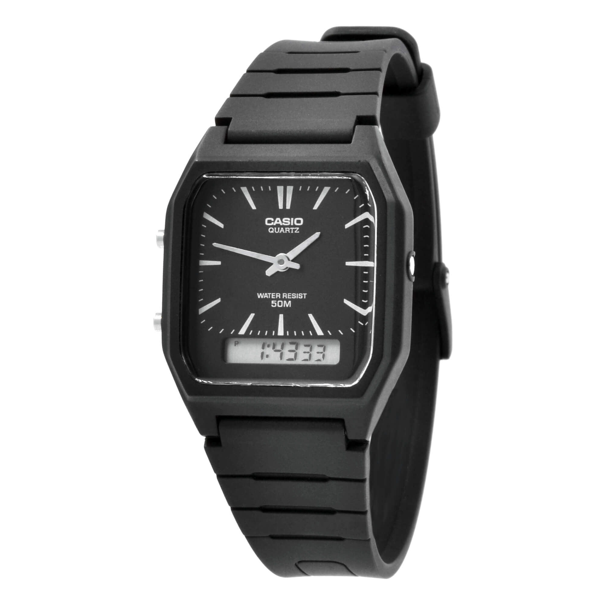 Casio AW-48H-1E Black Resin Case Black Band Watch - Walmart.com