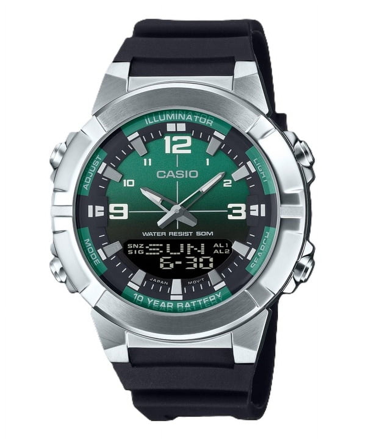 Casio Analog Digital Combination Resin Strap Green Dial Quartz AMW-870A ...