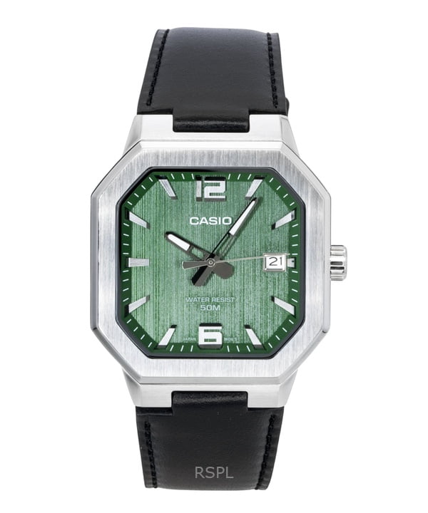Casio Analog Leather Strap Green Dial Quartz MTP-B195L-3AV Men's Watch ...