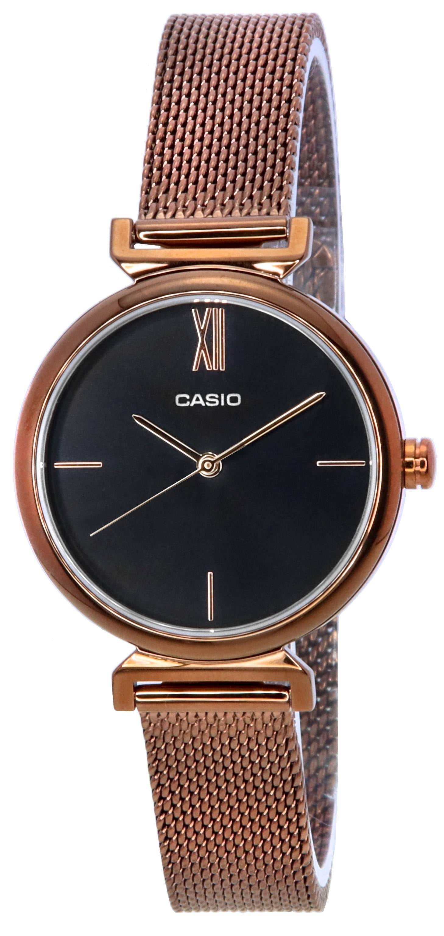 Casio Women's Watch, Rose Gold Tone, Quartz, Analog Display, Stainless Steel Mesh Strap, LTP ...