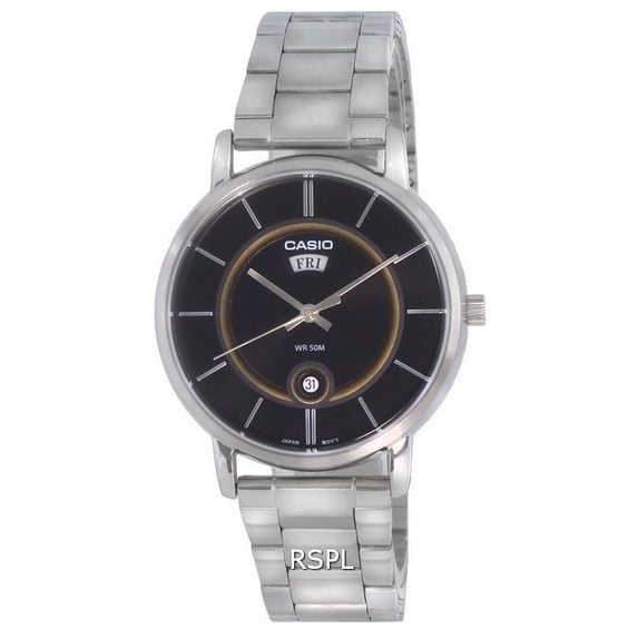 Casio Analog Stainless Steel Black Dial Quartz MTP-B120D-1A MTPB120D-1 ...