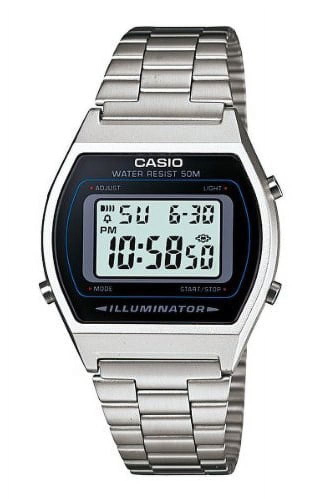 Casio B640WD-1A Men's Silver Digital Retro Stainless Steel Watch ...