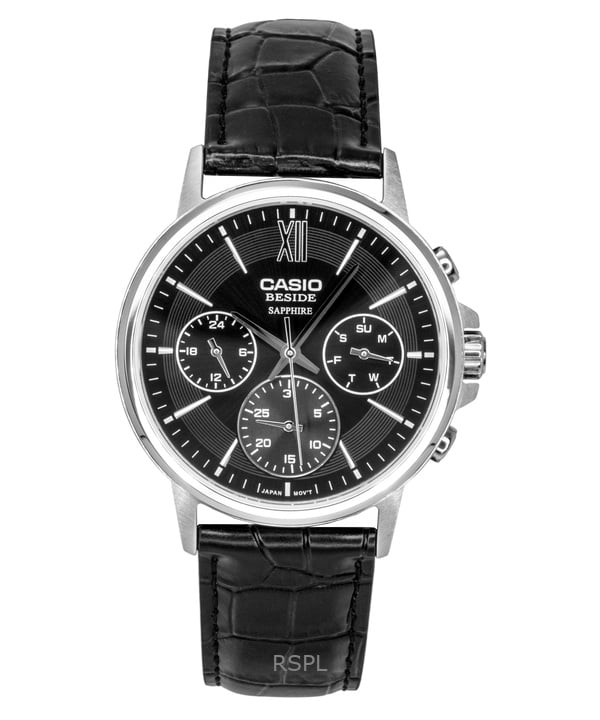 Casio Beside Analog Leather Strap Black Dial Quartz BMS-300L-1AV Men's ...