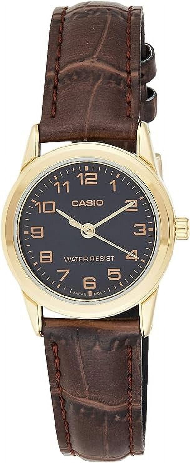 Casio Brown Leather Gold Face Quartz Ladies Analog Watch LTP-V001GL-1B ...