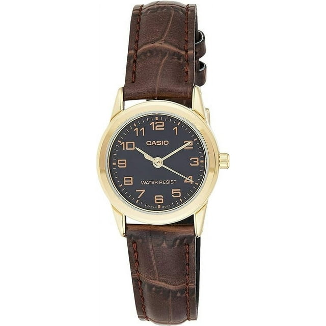 Casio Brown Leather Gold Face Quartz Ladies Analog Watch Ltp V001gl 1b