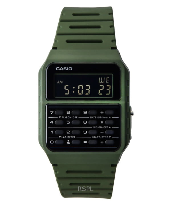 Casio CA-53WF-3B Calculator Green Digital Mens Watch Original New Classic CA-53, 43.2×34.4×8.2mm ...