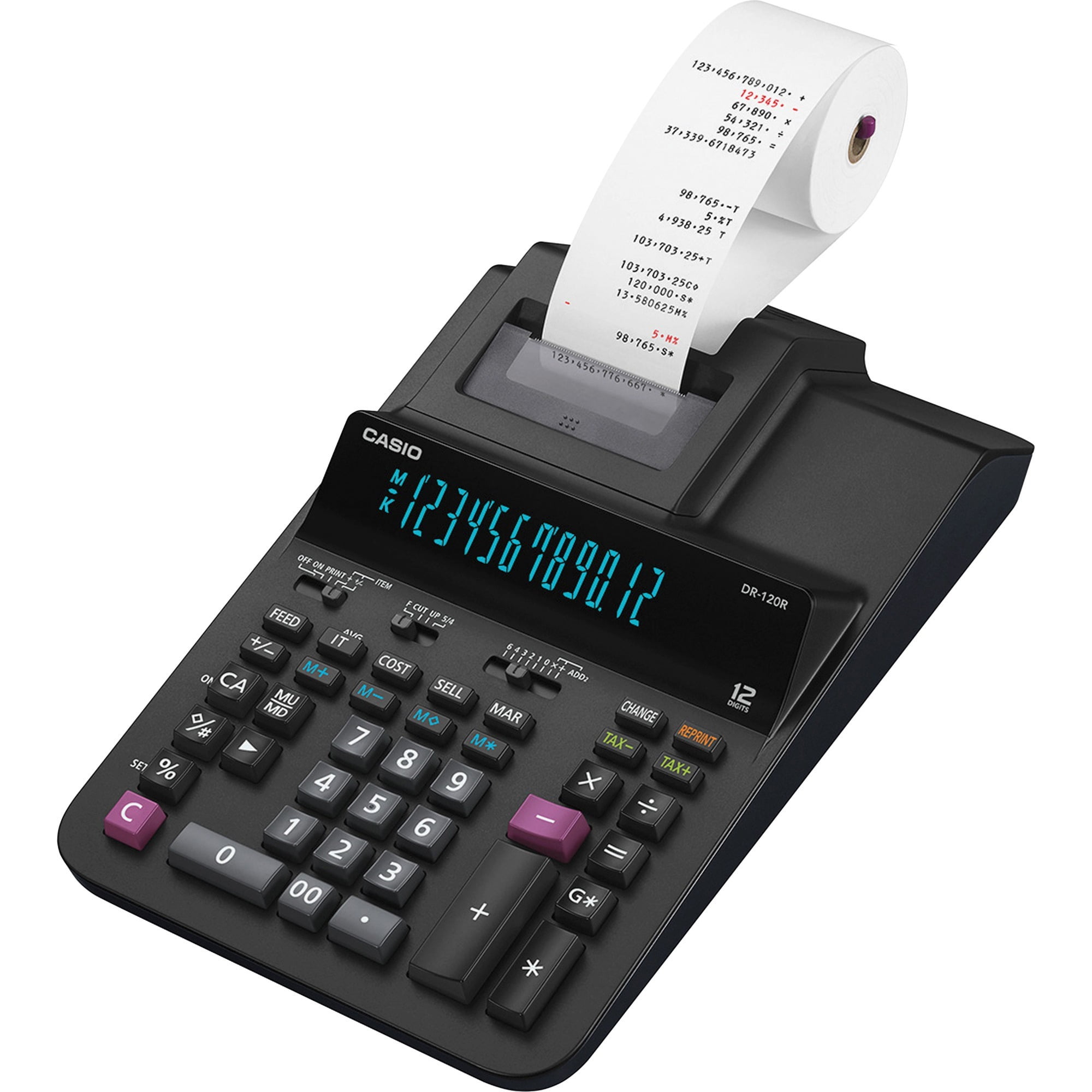 Casio DR-120R Printing Calculator, Dual Color Print, Black - Walmart.com