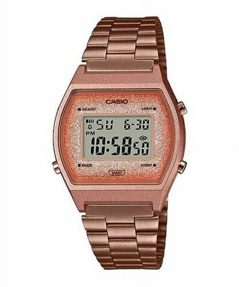 Casio Digital B640WCG-5D Rose Gold Ion Plated Stainless Steel Band ...