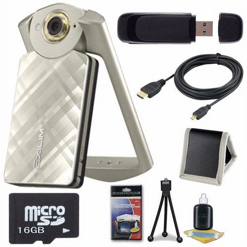 Casio EX-TR50 Self Portrait/ Selfie Digital Camera (Gold) + 16GB ...