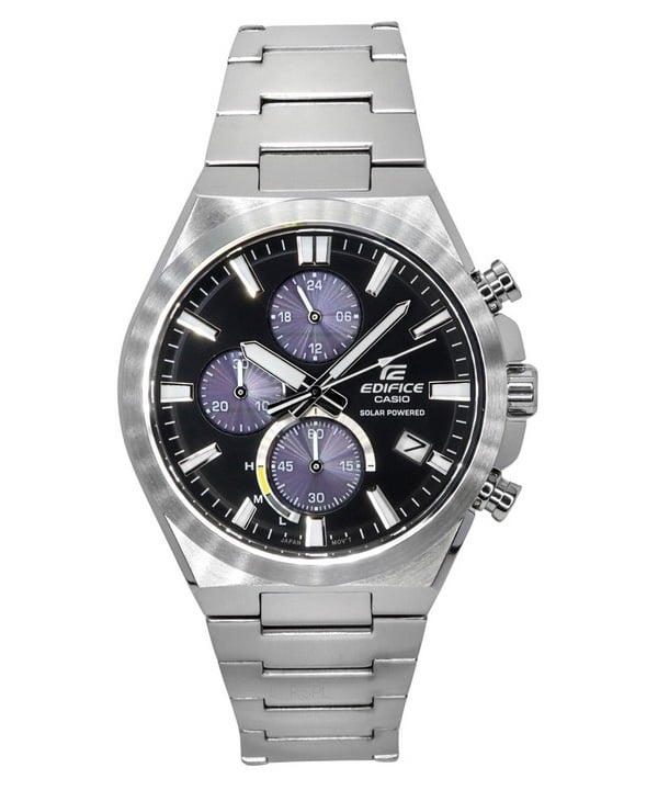 Casio Edifice Analog Chronograph Stainless Steel Black Dial Solar EQS ...