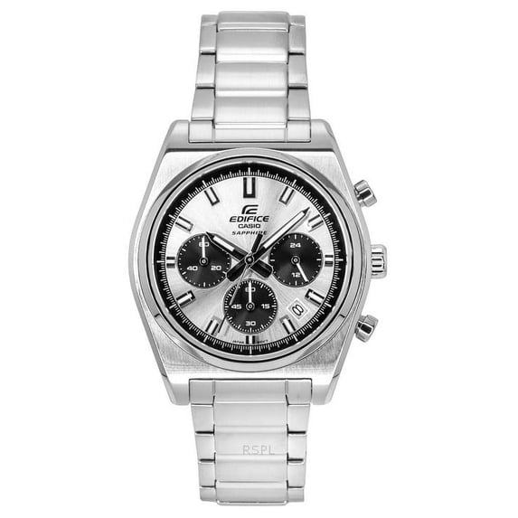 Casio Edifice Analog Chronograph Stainless Steel Silver Dial Quartz EFB ...