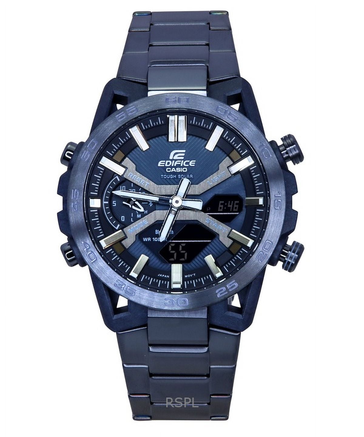 Casio Edifice Analog Digital Cool Blue Edition Smartphone Link Blue Dial Solar ECB-2000CB-2 100M ...