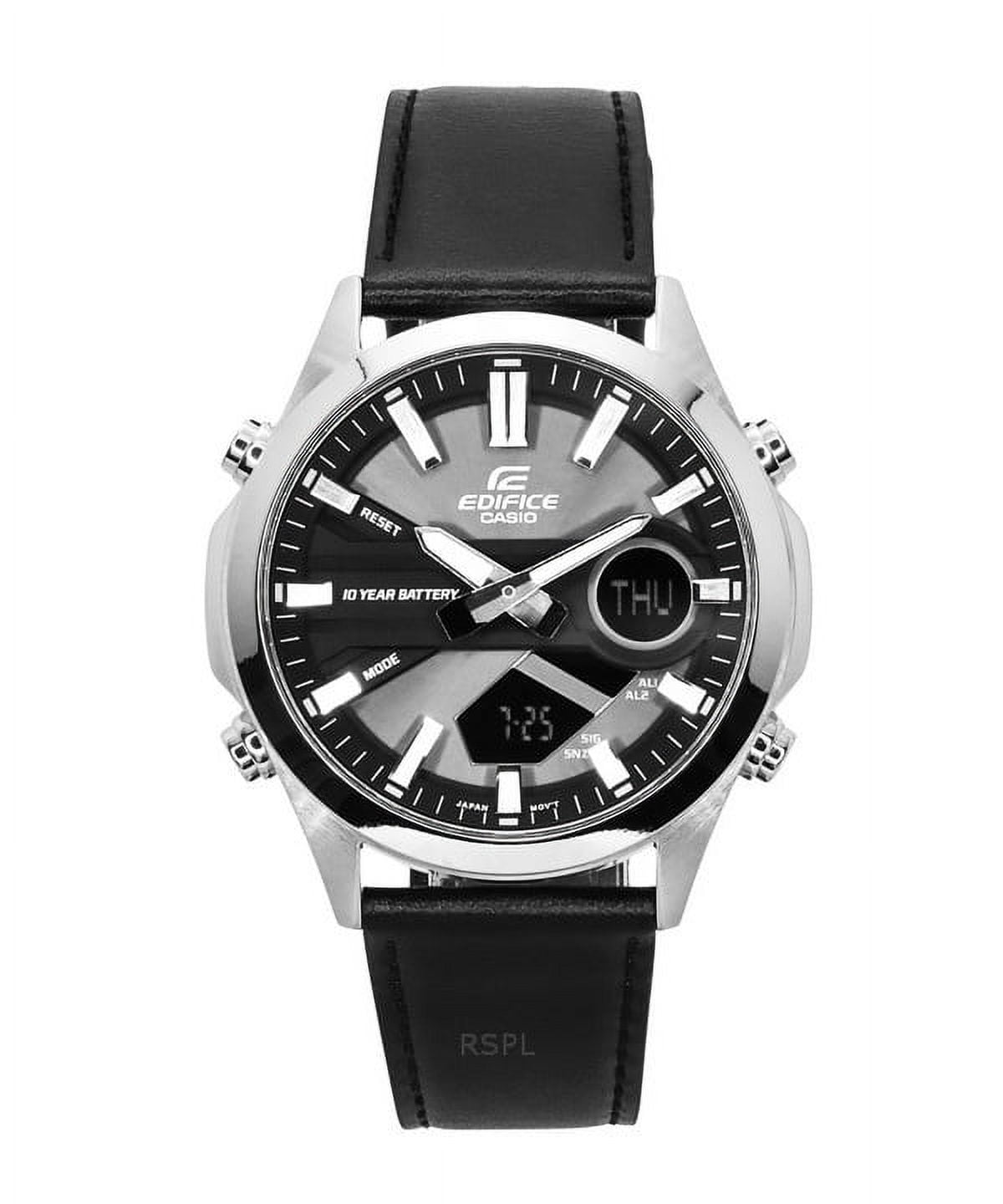 Casio Edifice Analog Digital Leather Strap Grey Dial Quartz EFV-C120L ...